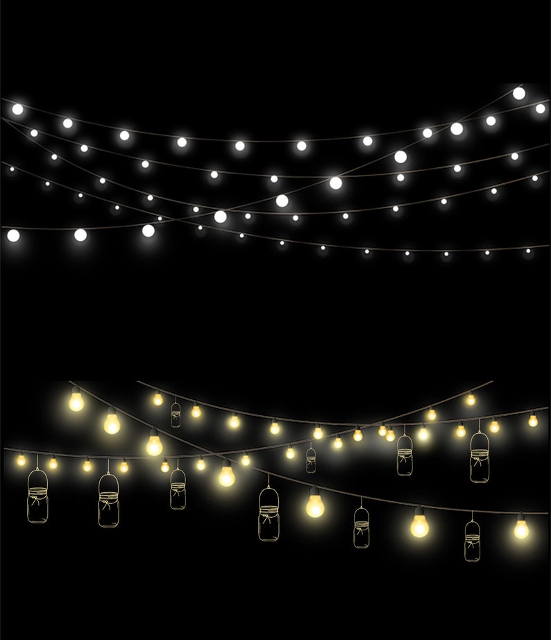 Mason Jars and String Lights Clipart Fairy Lights Clip Art - Etsy