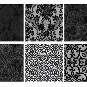 Damask Black and White Digital Paper, Glitter, Foil, INSTANT DOWNLOAD ...