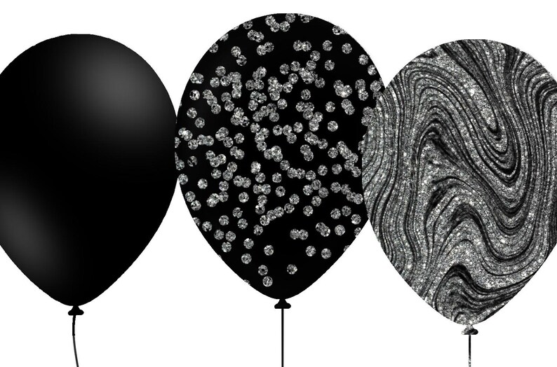Pink and Black Balloons Clipart Glitter Balloon PNG Digital - Etsy