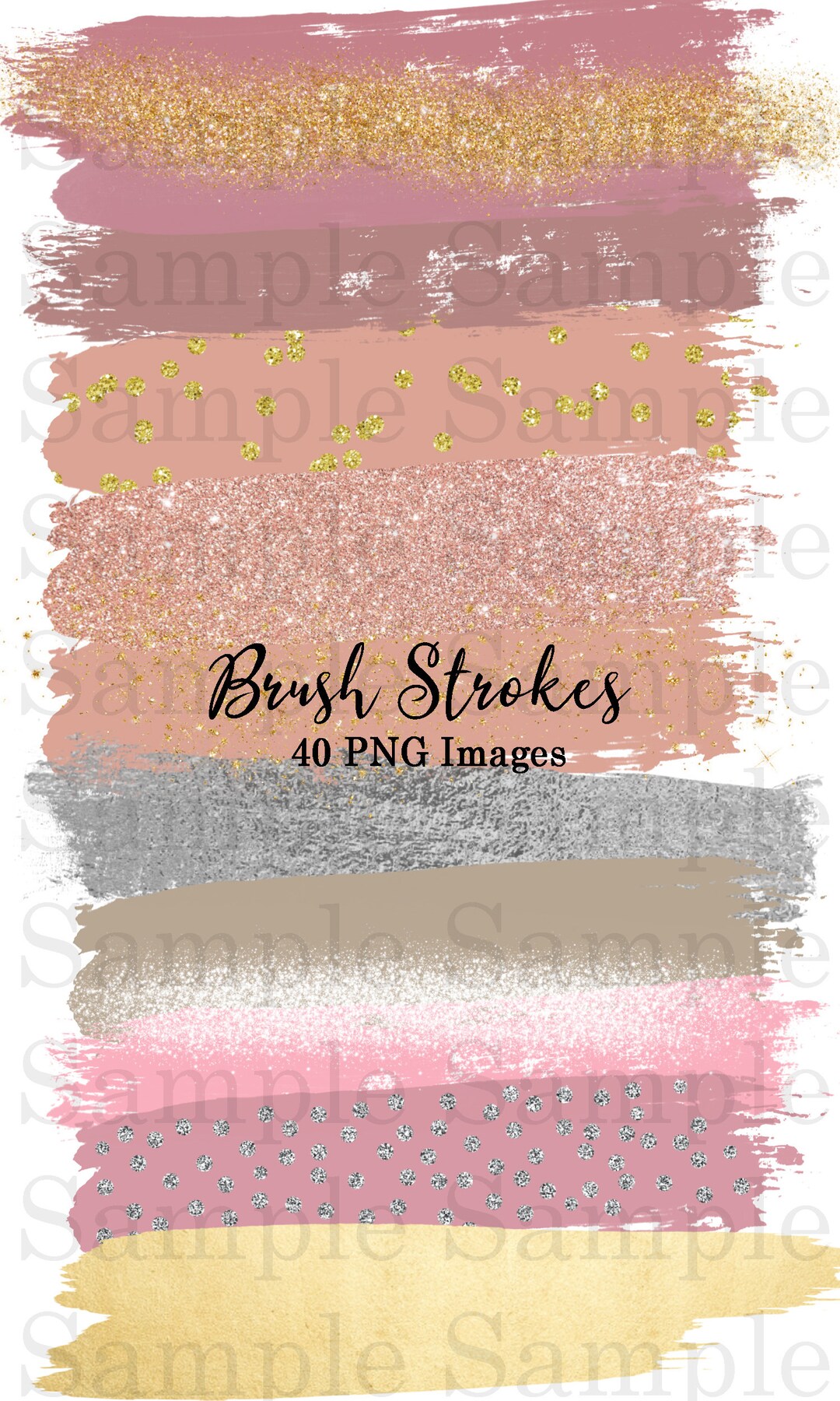Rose Gold Brush Strokes Clip Art 35 Hand Painted Blush Nude Gold ...