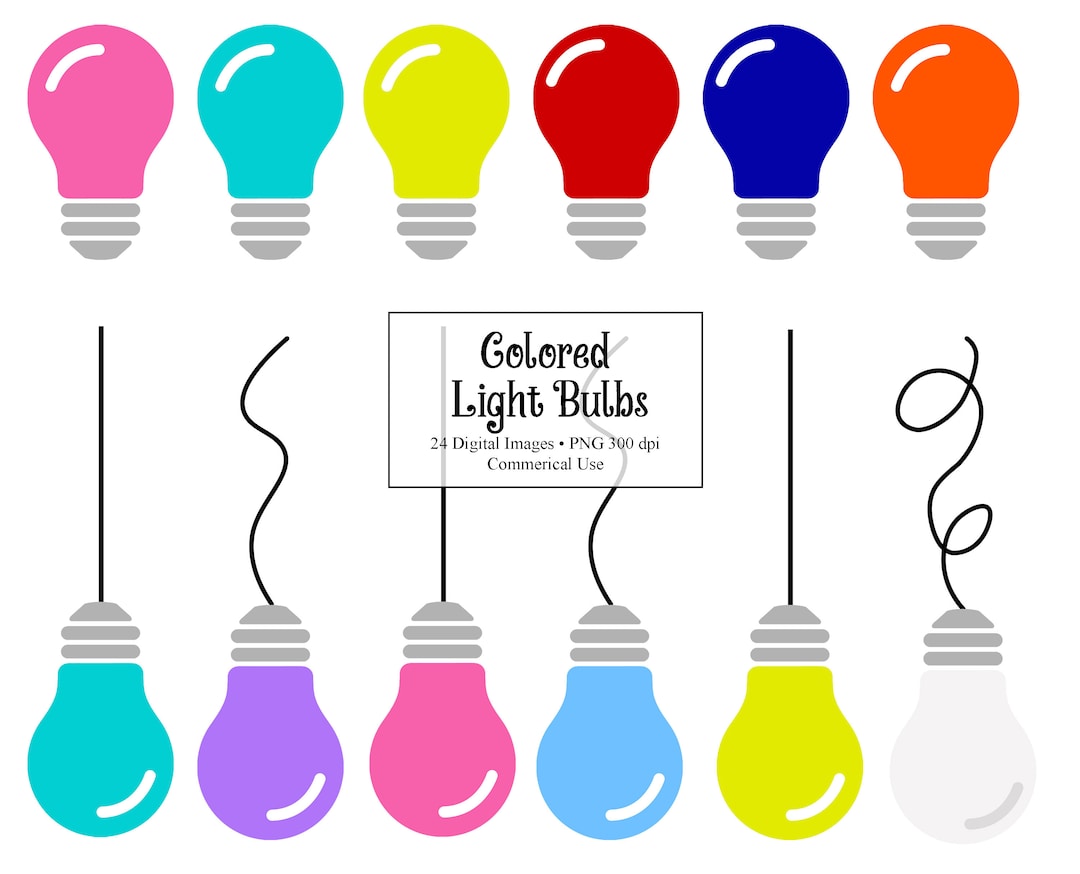 Light Bulb Clipart, Colored Light Bulbs Clip Art, Edison Lights ...