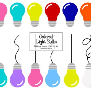 Light Bulb Clipart, Colored Light Bulbs Clip Art, Edison Lights ...