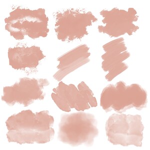 Watercolor Clipart #22, Rose Gold Watercolor Brush Clip Art, Splashes ...