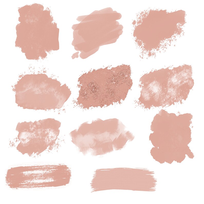 Watercolor Clipart 22 Rose Gold Watercolor Brush Clip Art - Etsy