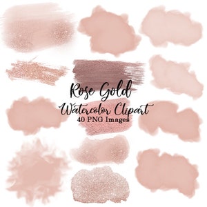 Watercolor Clipart #12, Rose Gold Watercolor Brush Clip Art, Splashes ...