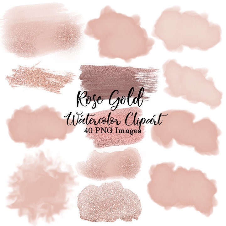 Watercolor Clipart 12 Rose Gold Watercolor Brush Clip Art - Etsy