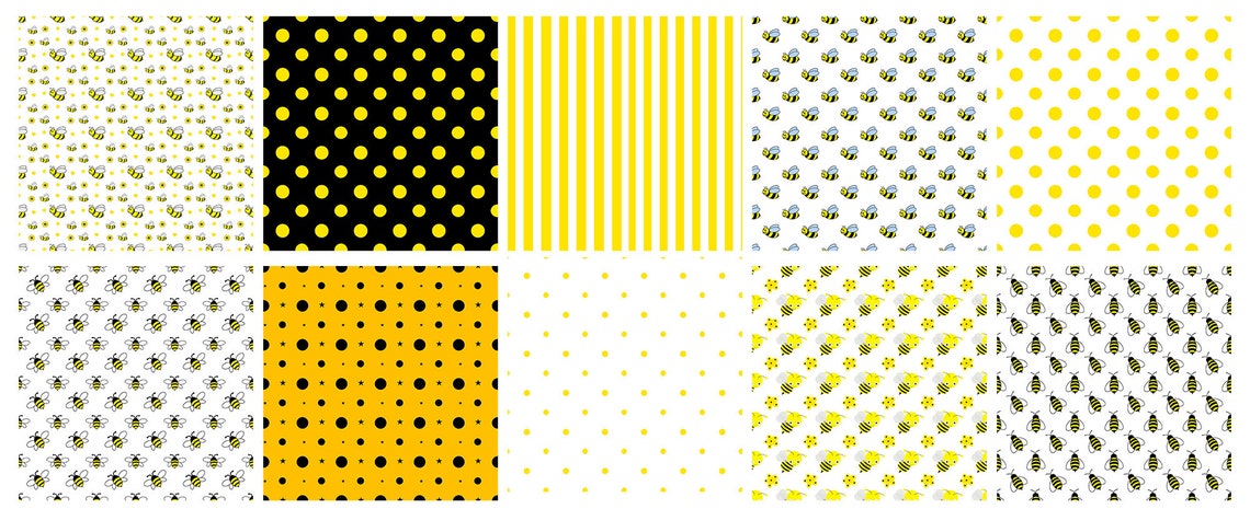 Bumble Bees Clipart and Seamless Digital Paper Pack - Etsy