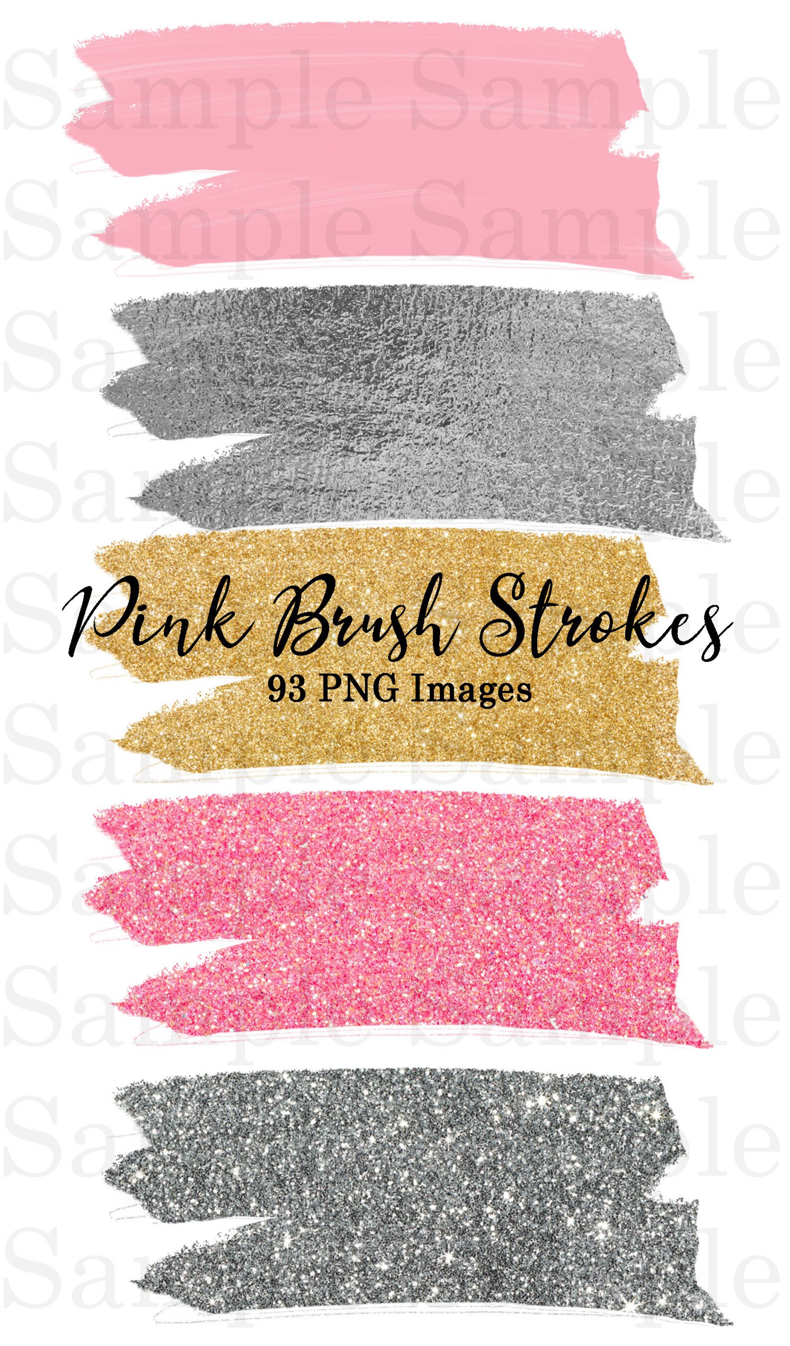 Pink Gray Brush Strokes Clip Art 38 Hand Painted Pink Glitter - Etsy