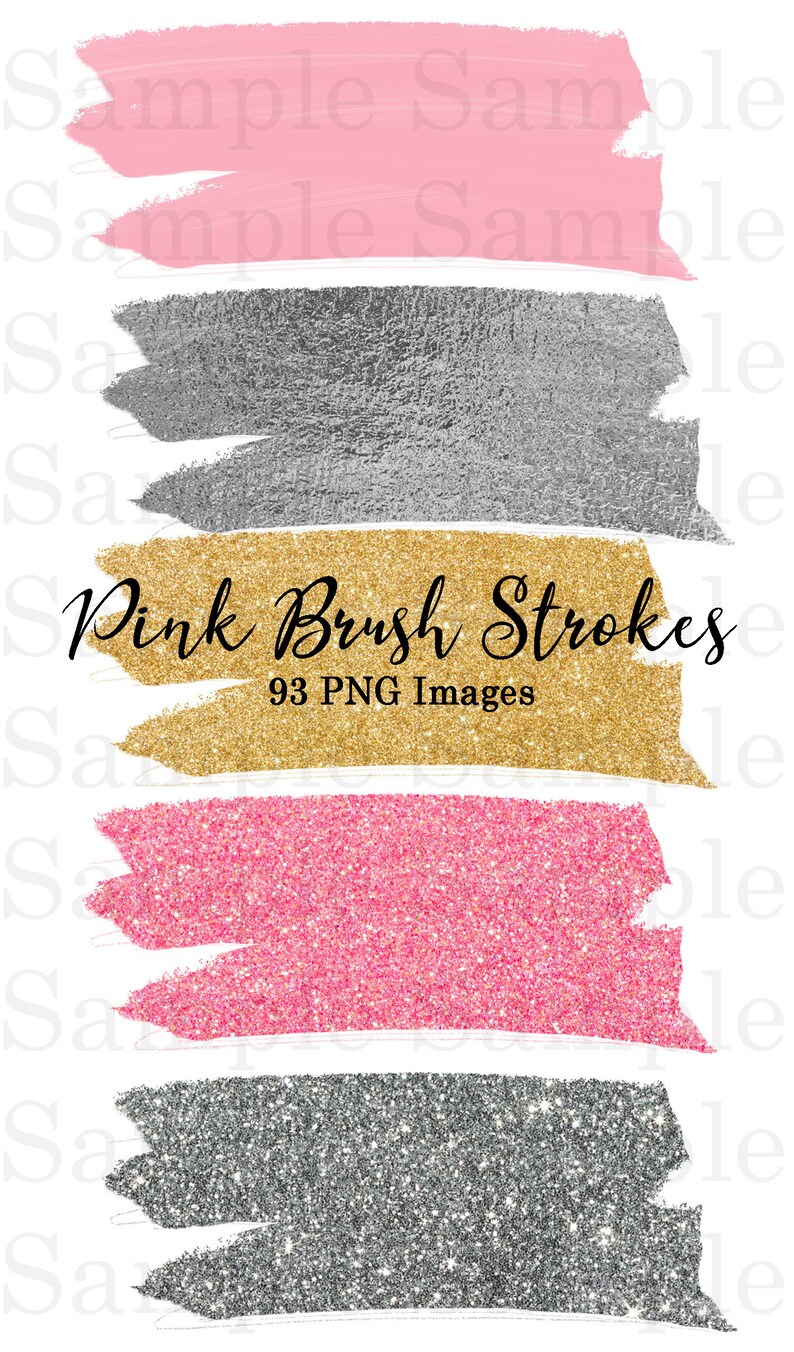 Pink Gray Brush Strokes Clip Art #38 Hand Painted Pink Glitter Foil ...