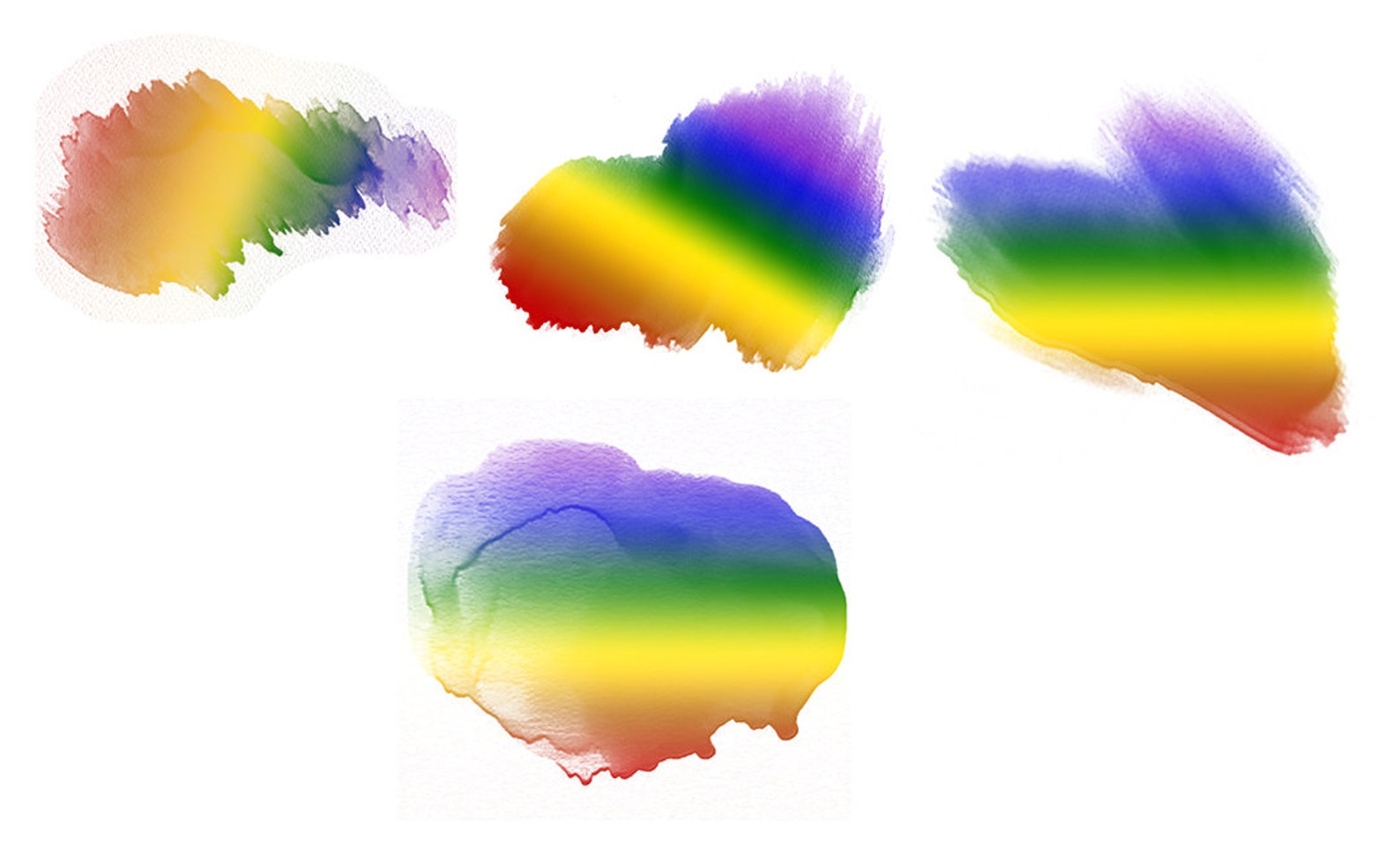 Rainbow Watercolor Clipart 15 Watercolor Brush Clip Art | Etsy