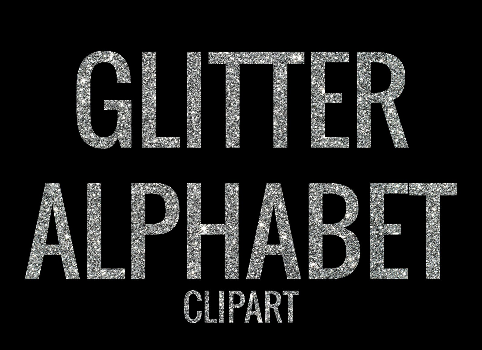 Silver Glitter Letters INSTANT DOWNLOAD Glitter Clip Art | Etsy