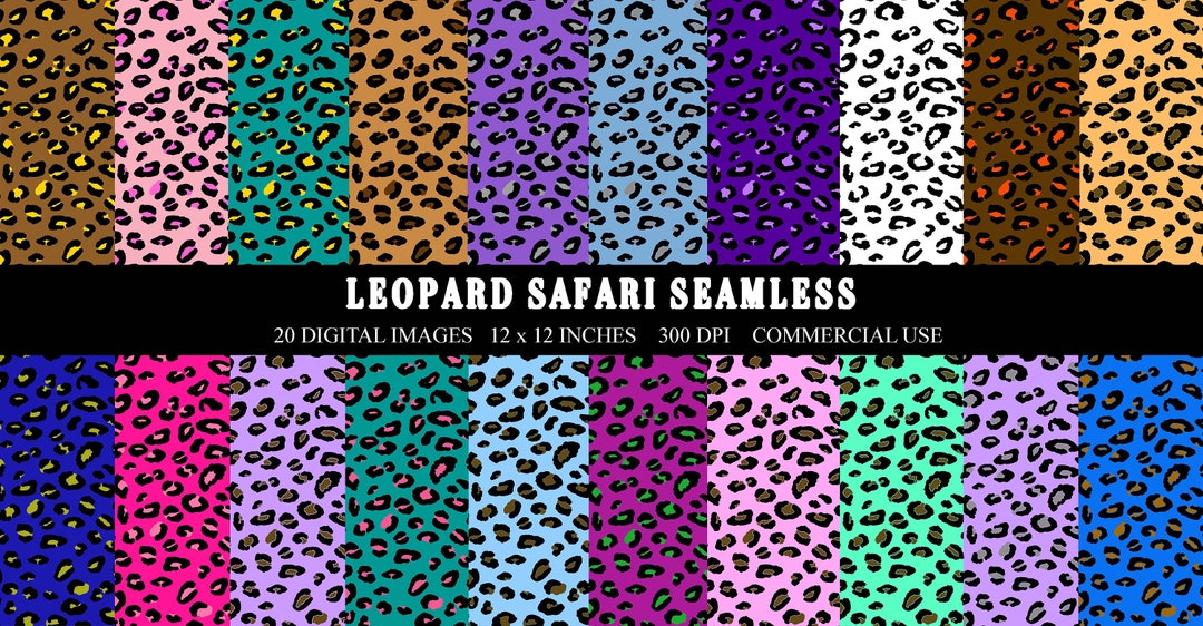 Leopard Safari Animal Print Colors Digital Paper, Printable Backgrounds ...