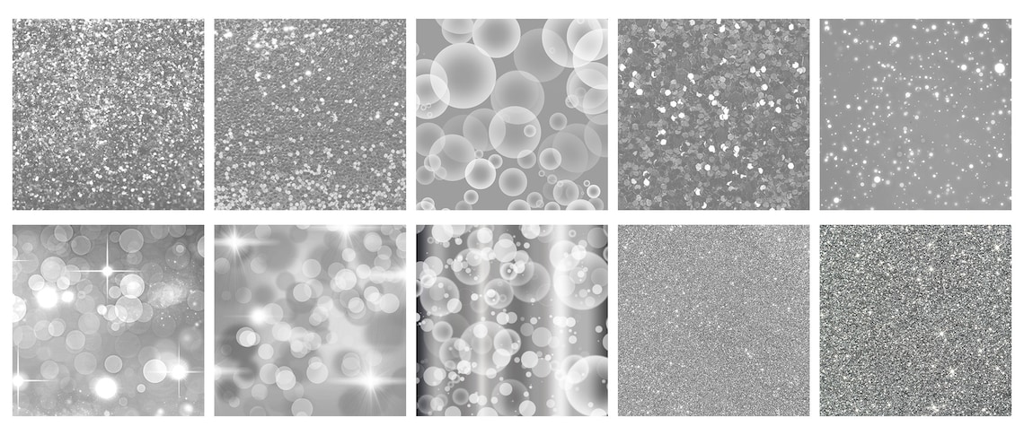 Silver Glitter and Bokeh Lights Digital Papers Shimmer | Etsy