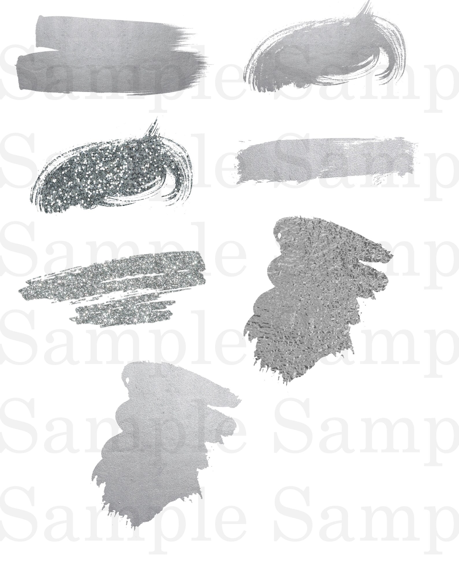 Silver Foil and Glitter Brush Strokes Clip Art Hand Painted | Etsy