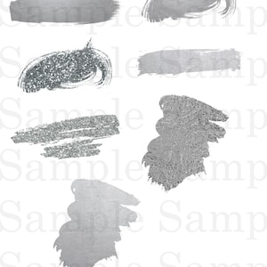 Silver Foil and Glitter Brush Strokes Clip Art Hand Painted Clipart ...