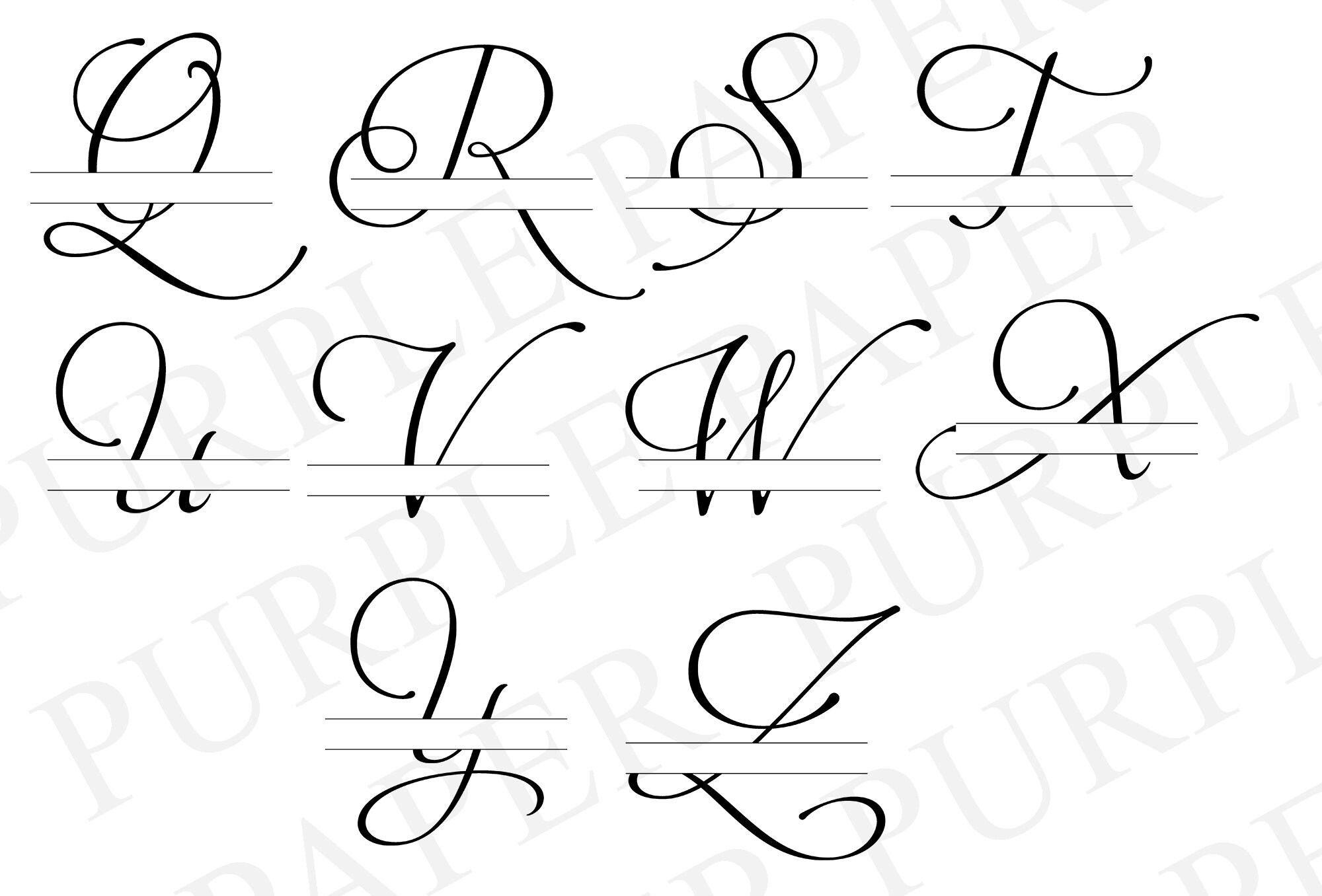 Split Monogram Svgdxfpngjpeg Split Script Monogram Frame - Etsy