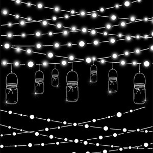 Mason Jars and String Lights Clipart, Fairy Lights Clip Art, Party ...