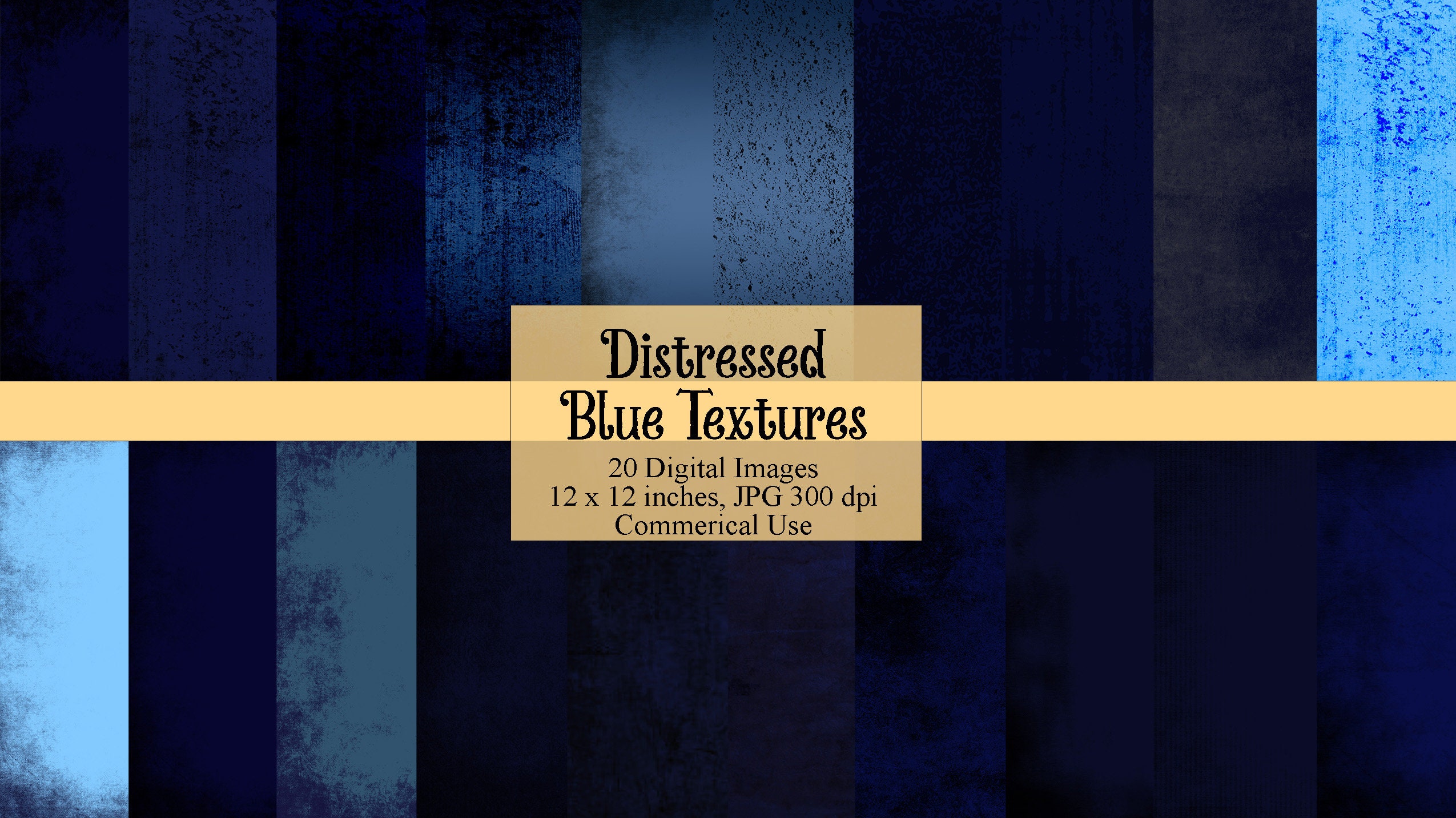 Distressed Blue Textures Digital Paper, Dark Grunge Textures, Gritty ...