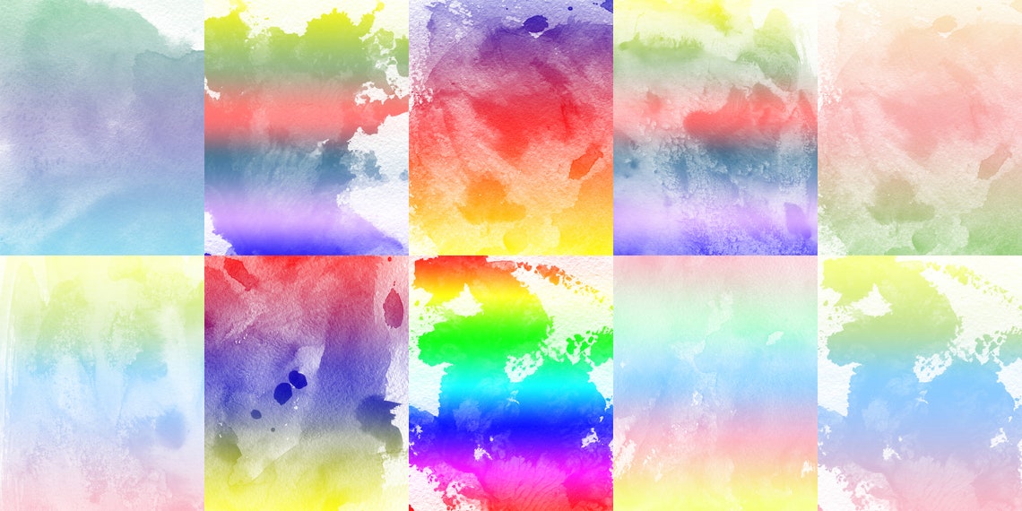 Watercolor Background Clipart 10 Pink Purple Blue Green Aqua - Etsy