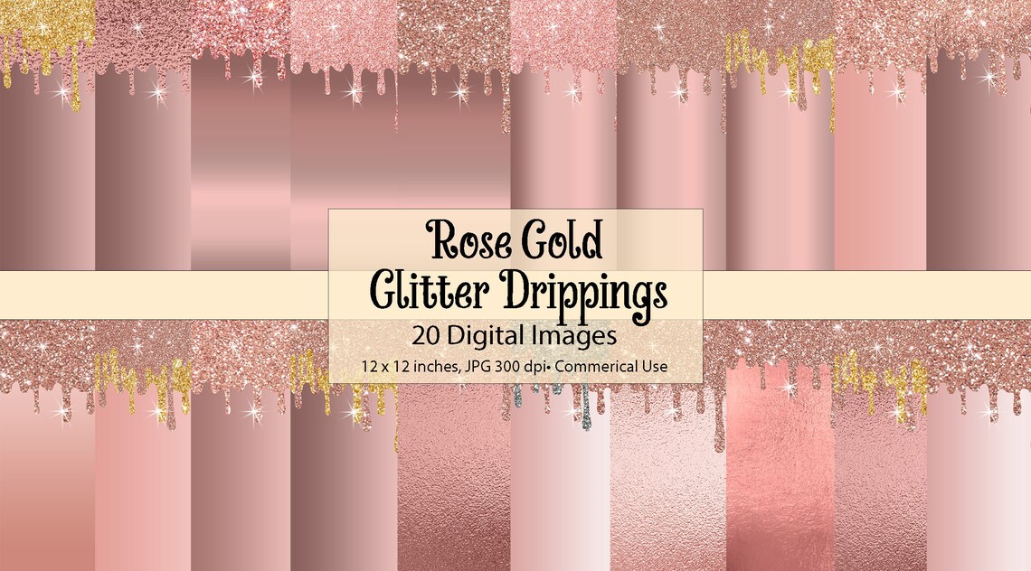 Rose Gold Dripping Glitter Digital Paper Glitter Backgrounds - Etsy
