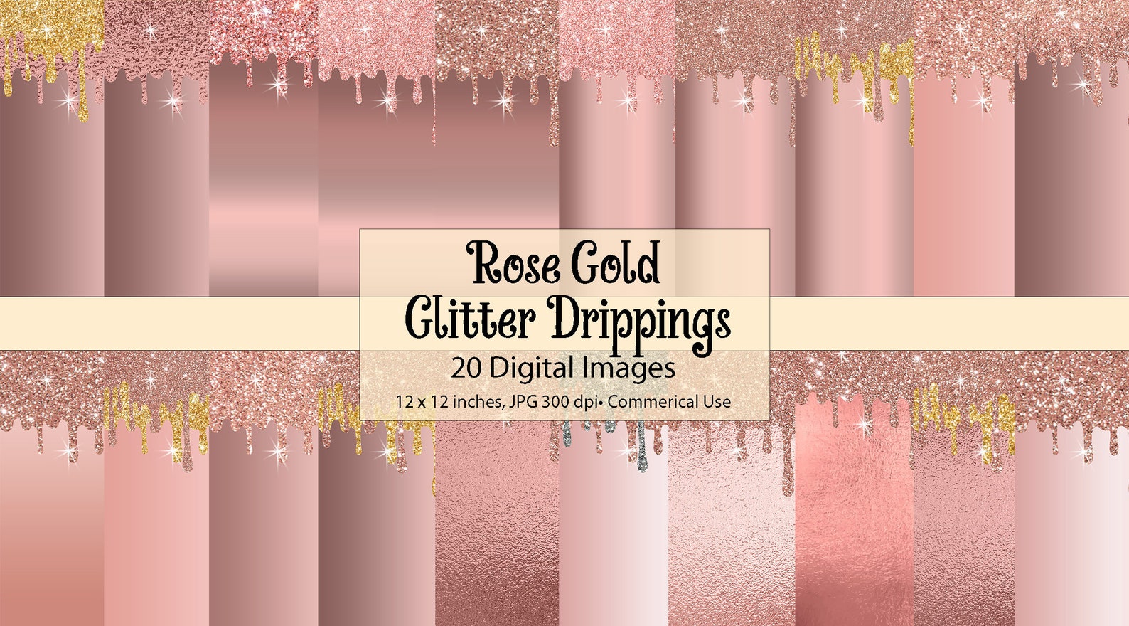 Rose Gold Dripping Glitter Digital Paper Glitter Backgrounds - Etsy