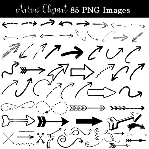 Dotted Hand Drawn Arrows Clipart Arrow Vector Clip Art Clip - Etsy