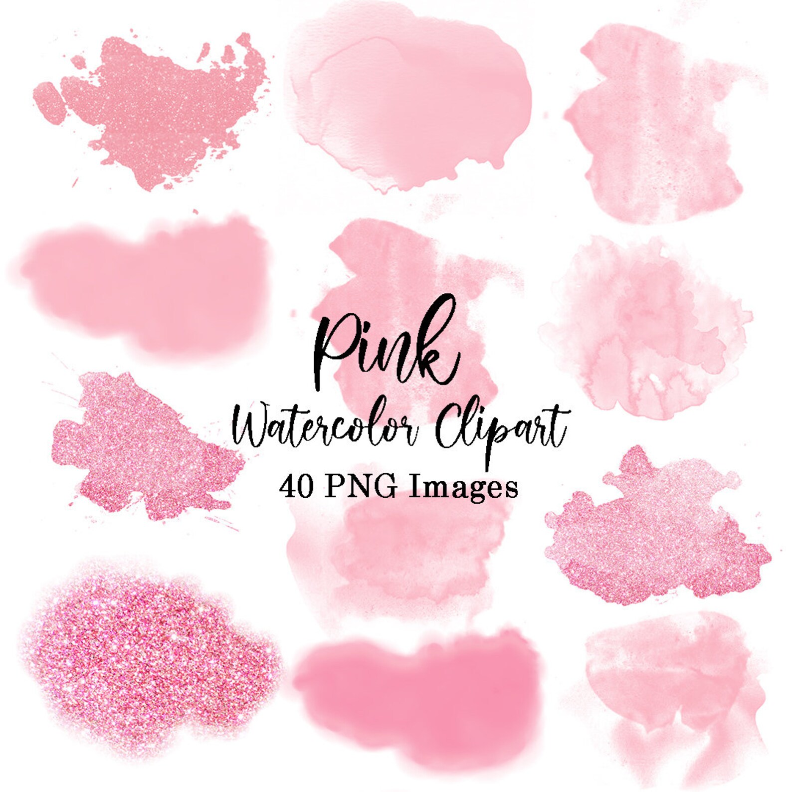 Watercolor Clipart 9 Pink Watercolor Brush Clip Art | Etsy