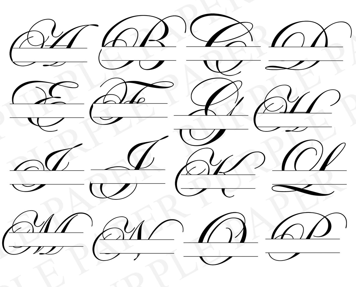 Split Monogram Svgdxfpngjpeg Split Script Monogram Frame - Etsy