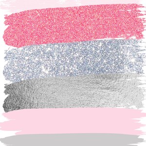 Pink Gray Brush Strokes Clip Art #27 Hand Painted Pink Glitter Foil ...