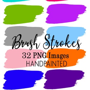 Watercolor Brush Strokes Clip Art, Primary Pastel Rainbow Colors, High ...