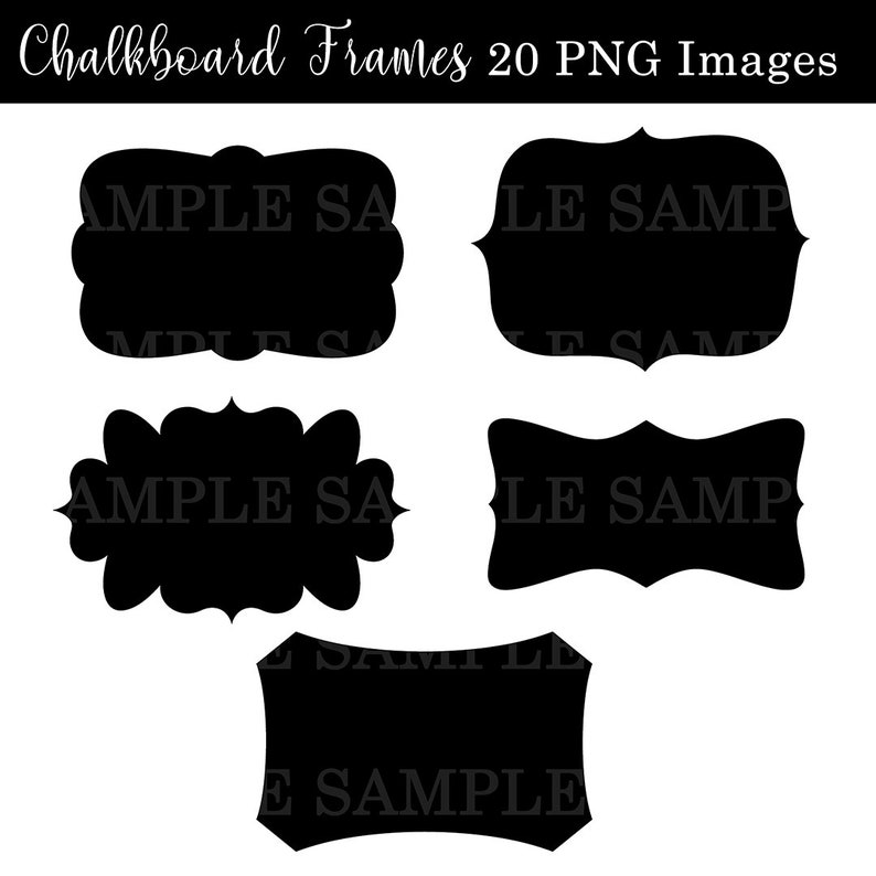 Chalkboard Frame Badges Vintage Shapes Silhouette Label Vector Clipart ...