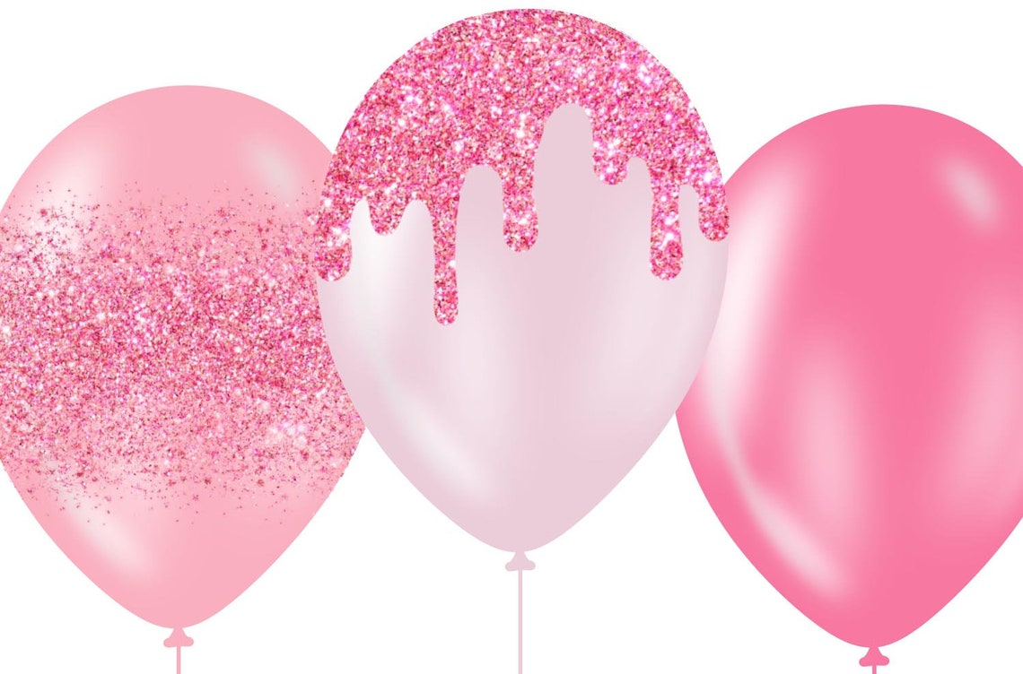 Purple and Pink Balloons Clipart Glitter Sparkle Confetti - Etsy