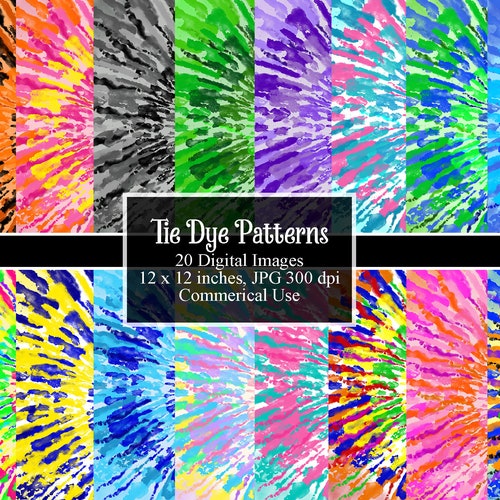 Tie Dye Digital Paper Groovy Funky Whimsical Digital - Etsy