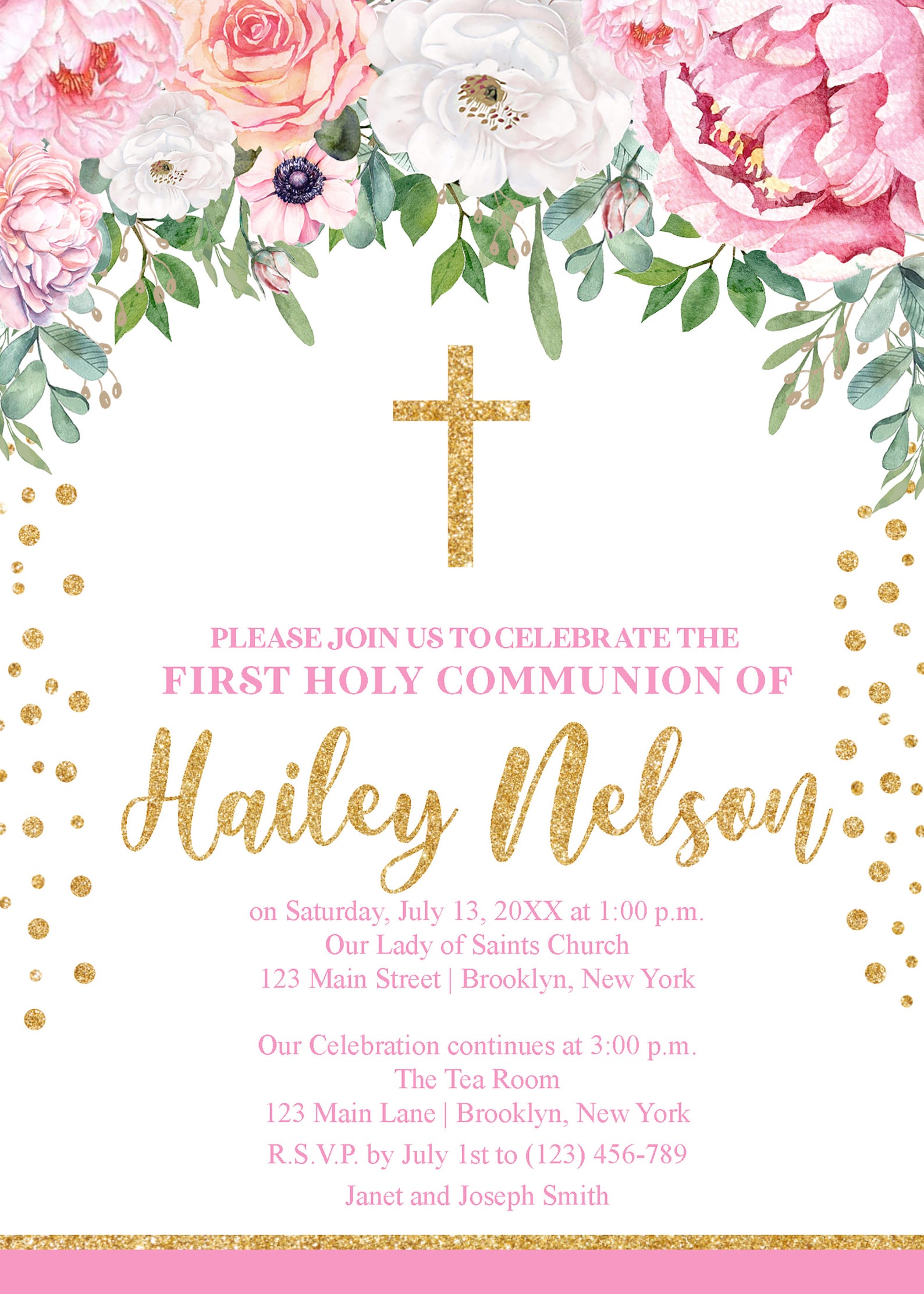 First Holy Communion Invitation 6 Printed Invitations | Etsy