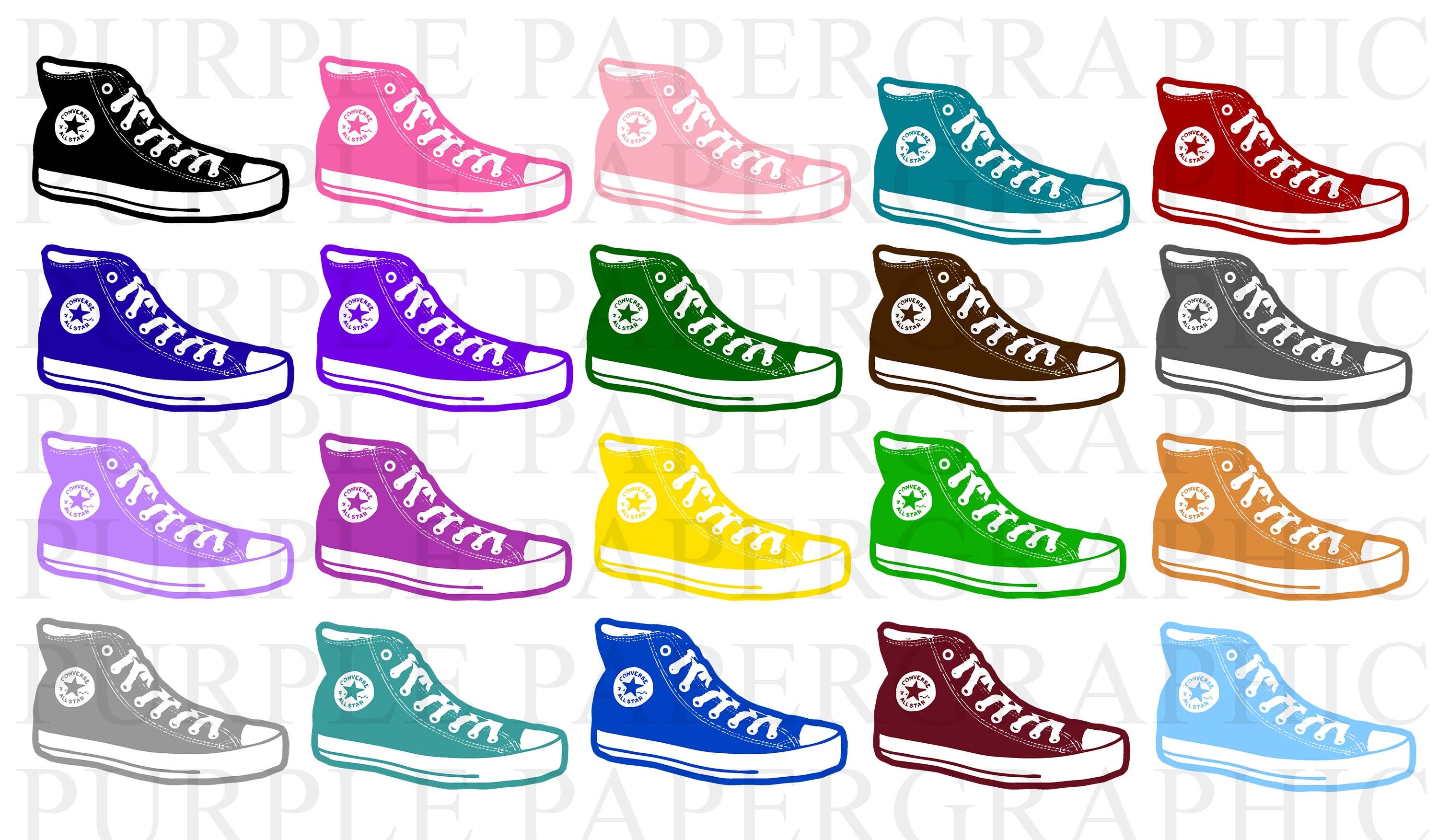 Chuck AllStar Converse Sneakers Clipart Silhouette Clipart | Etsy