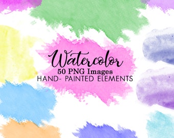 Navy and Blush Pink Watercolor Brush Strokes, Glitter, Foil Clipart ...