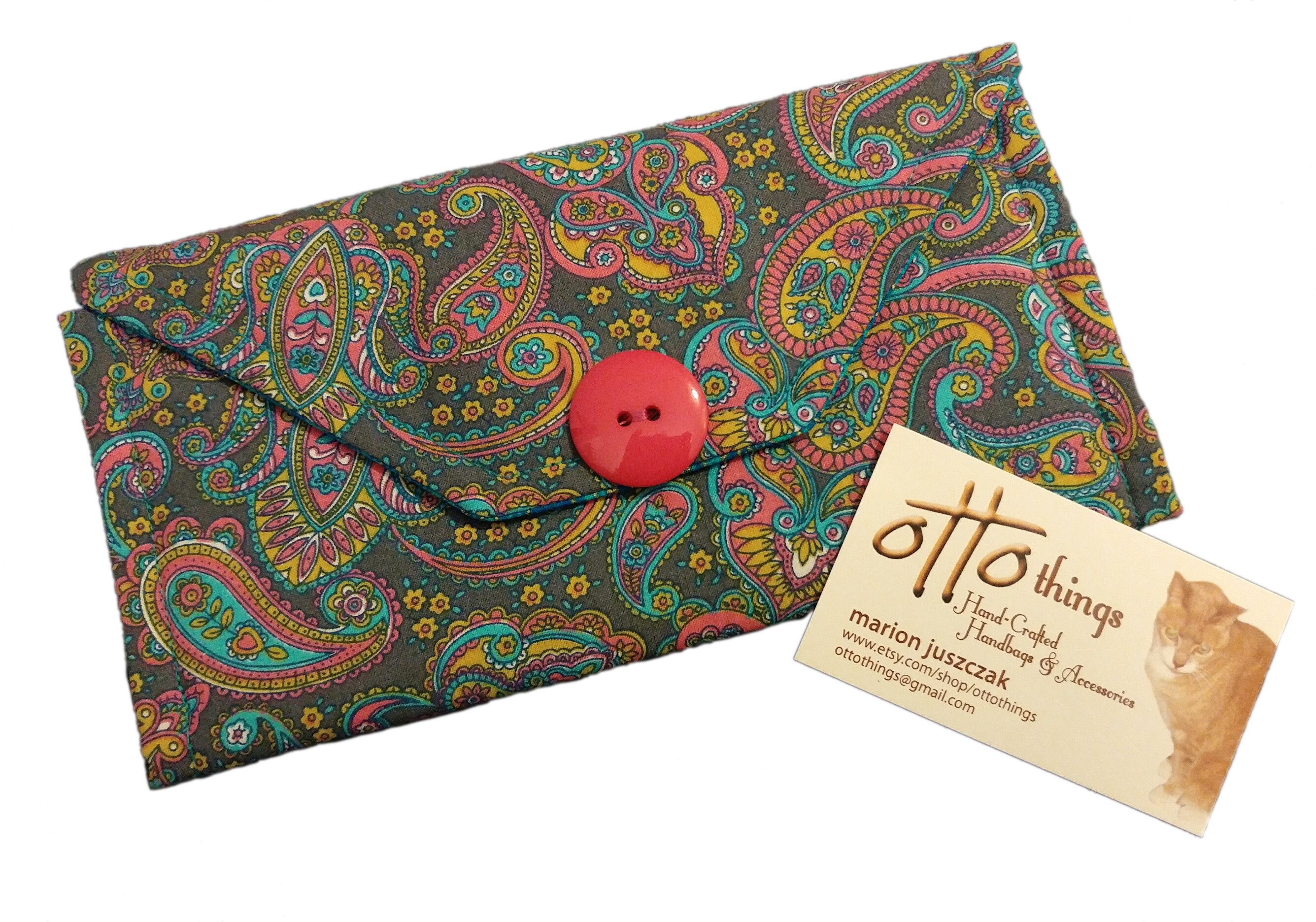 Fabric Wallet: Tri Fold Wallet Colorful Paisley Card Wallet | Etsy