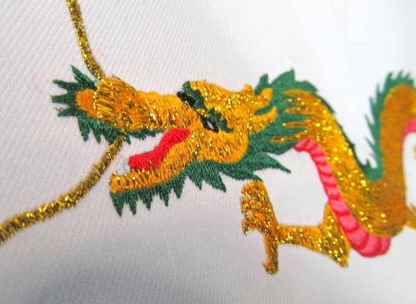 Gigantic ORIENTAL DRAGON Gold Thread. Motorcycle Jacket or Shirt BACK ...