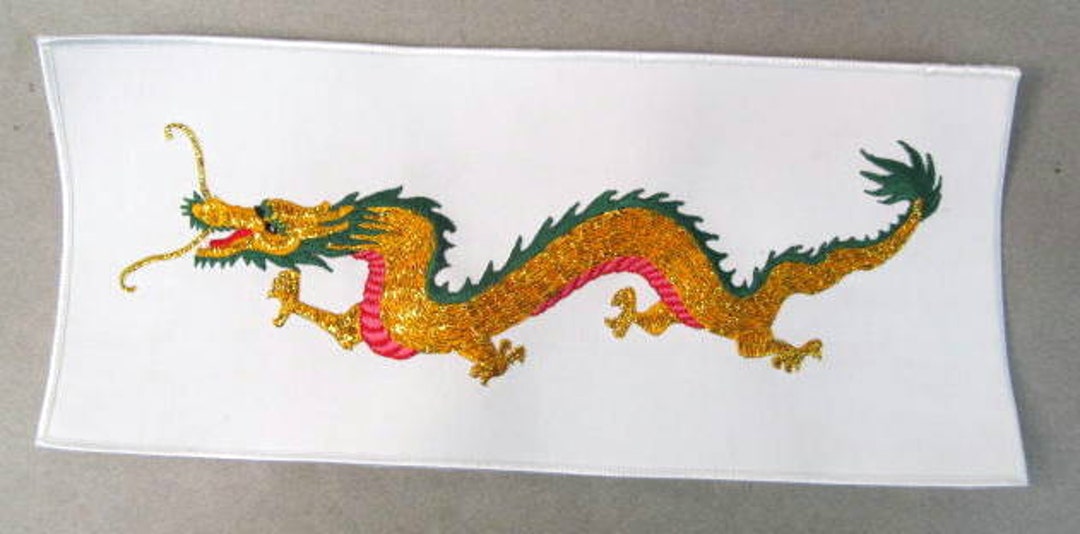Gigantic ORIENTAL DRAGON Gold Thread. Motorcycle Jacket or Shirt BACK ...