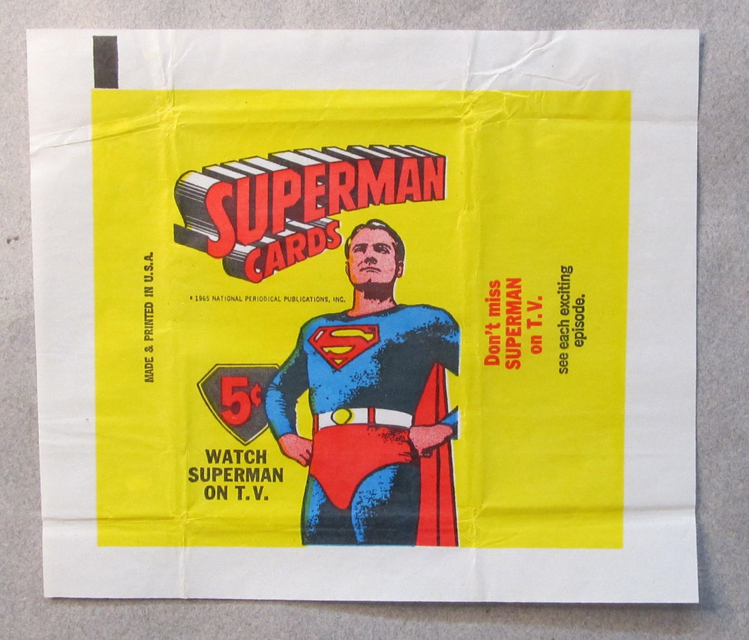 1965 SUPERMAN Original TV Show Topps Gum Card 5 Cent Wrapper - No Flaws ...