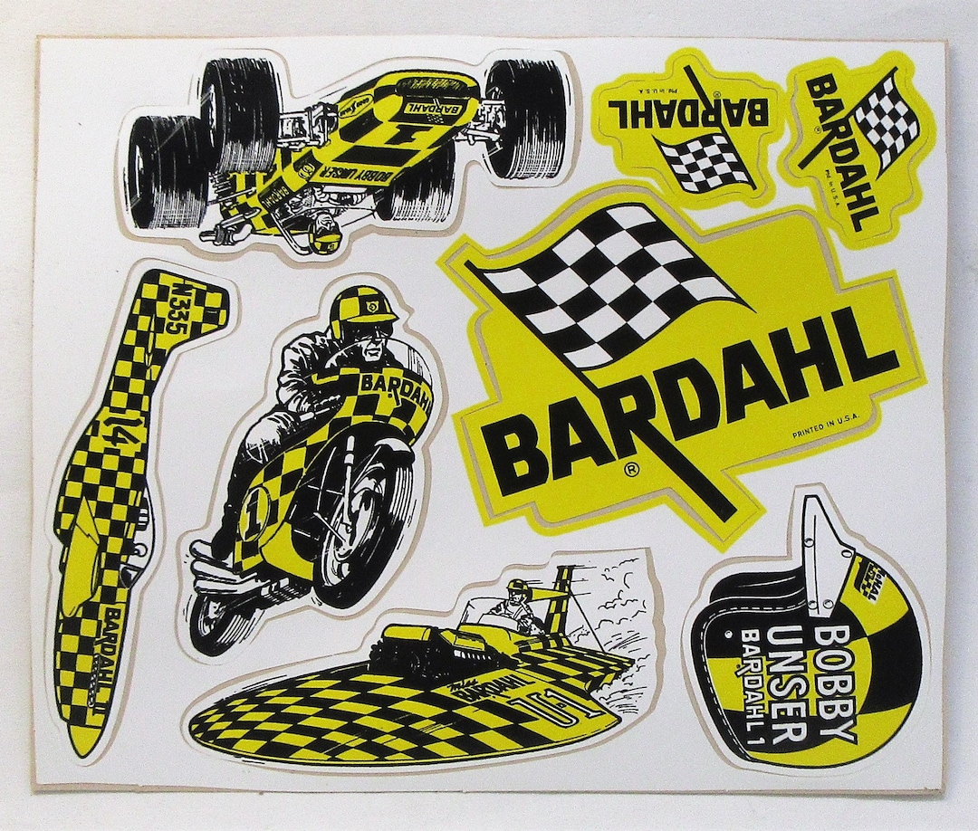 BARDAHL Racing Stickers Unser Airplane Hydroplane Motorcycle MINT Sheet ...