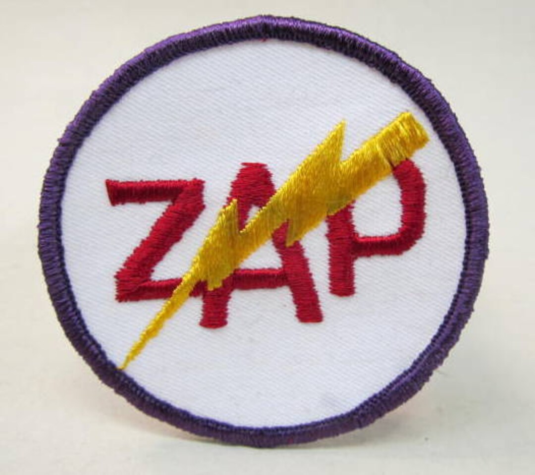ZAP Lightening Bolt on White Background. Jacket or Shirt Patch. - Etsy