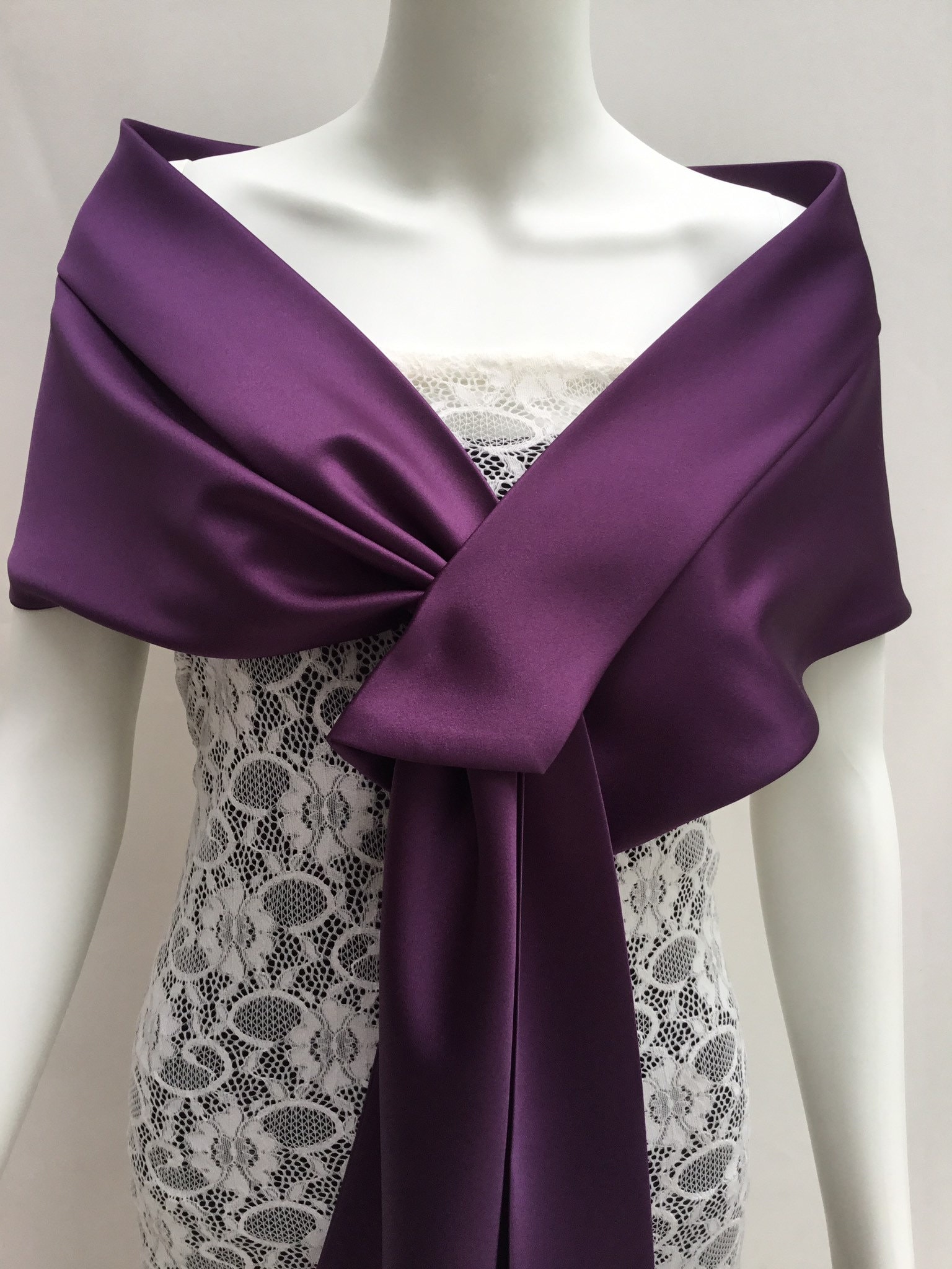 Bridal Stole Plum satin Evening Wrap Bridesmaids shawls and | Etsy