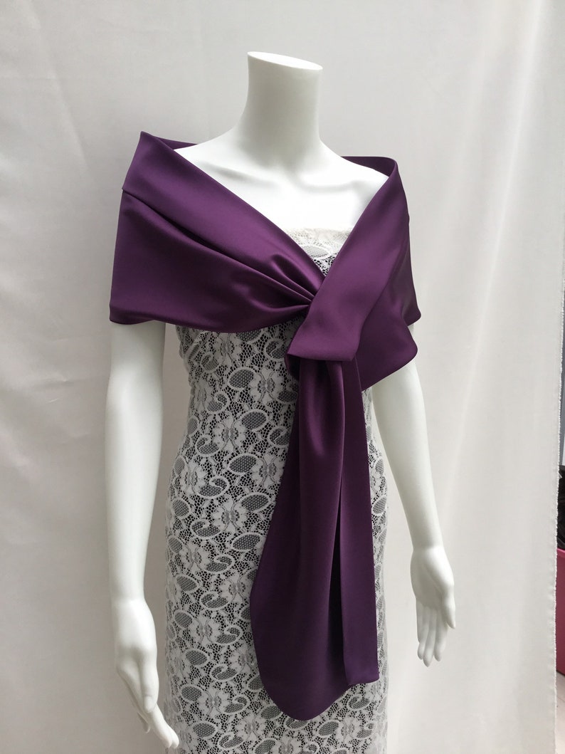 Bridal Stole Plum Satin Evening Wrap Bridesmaids Shawls and | Etsy