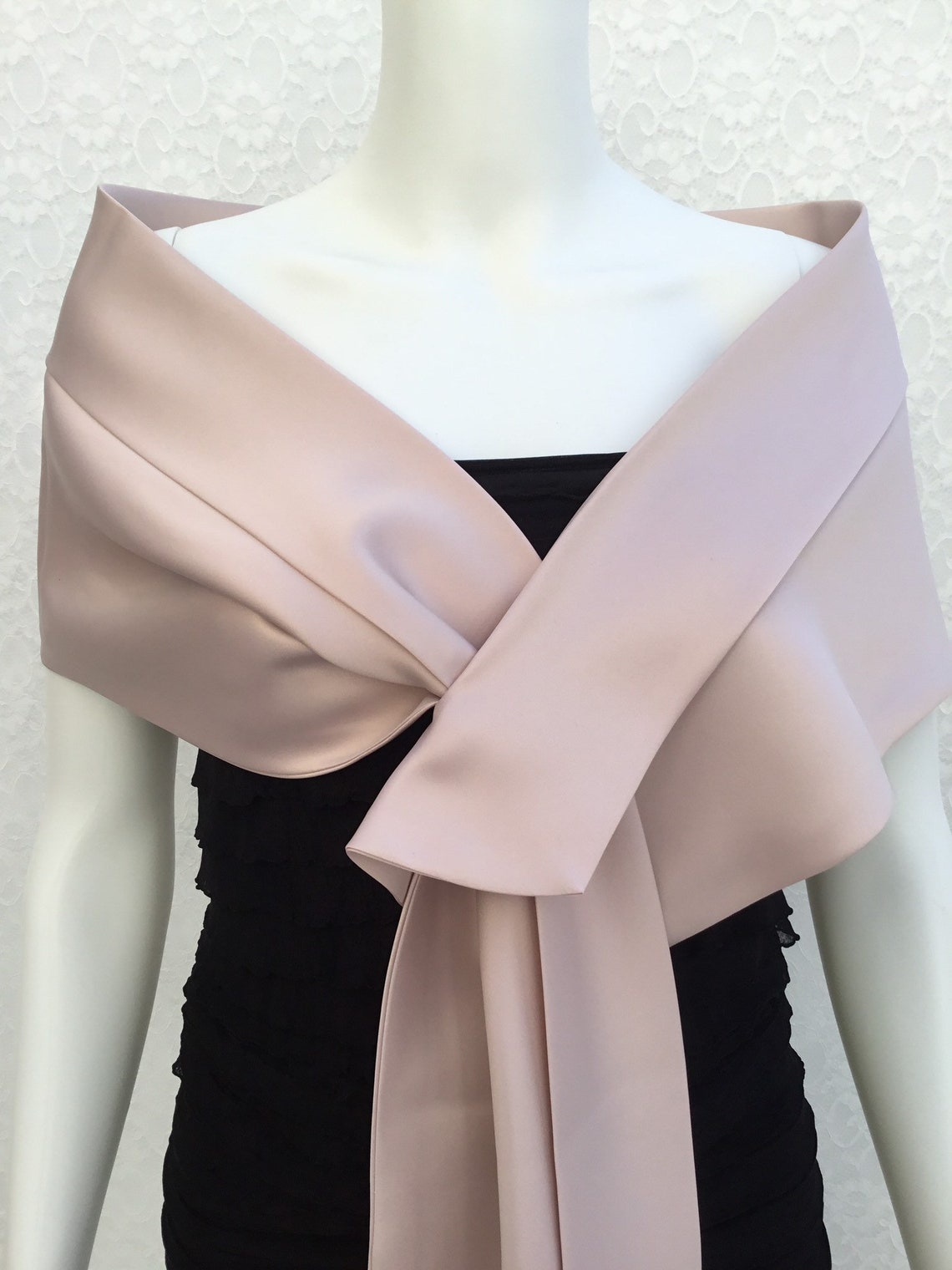 Satin Bridal Stole Dusty Pink Satin Evening Wrap | Etsy