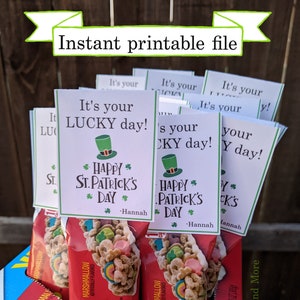 St. Patrick's Day Printable File for Lucky Charms or Candy Bar Wrapper ...