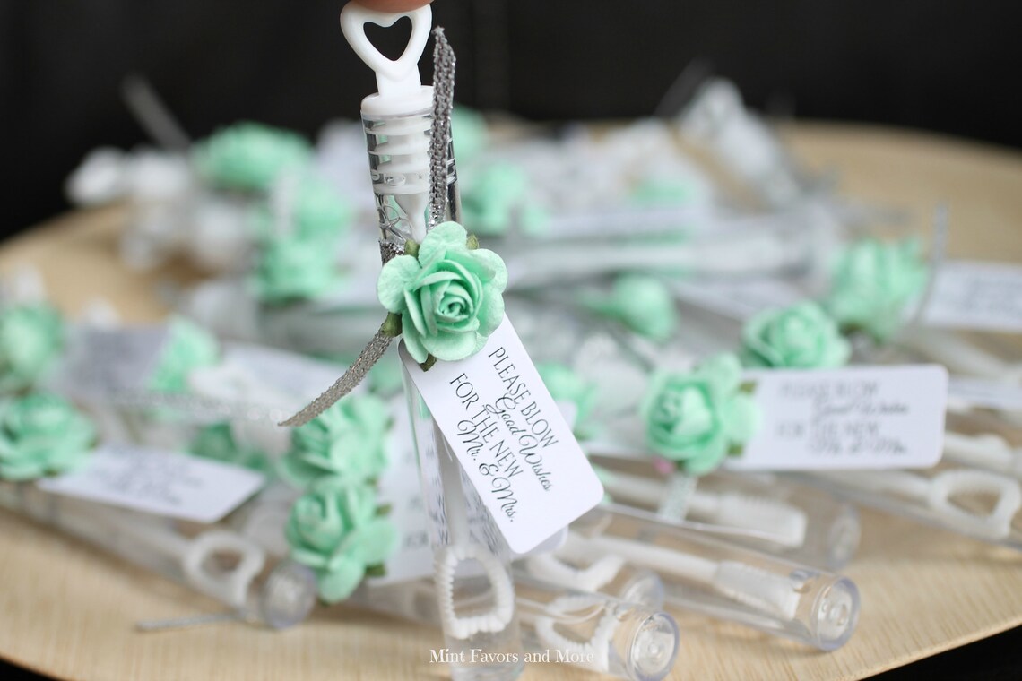 ASSEMBLED Wedding Bubbles Bubble Send Off Bubble Wands Mint - Etsy