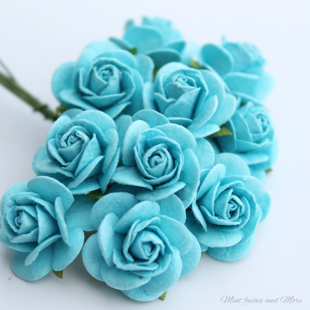 Turquoise Roses, Flower Embellishments - Decorations for Favors, Cards ...