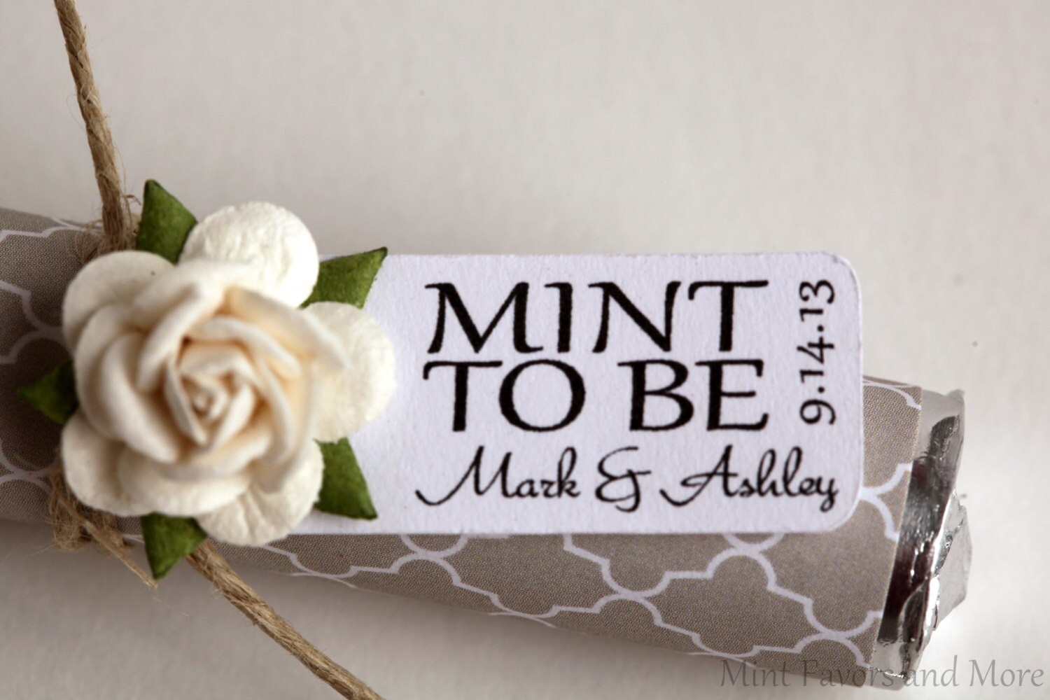 Custom Favor Tags With White Rose Embellishments - Etsy