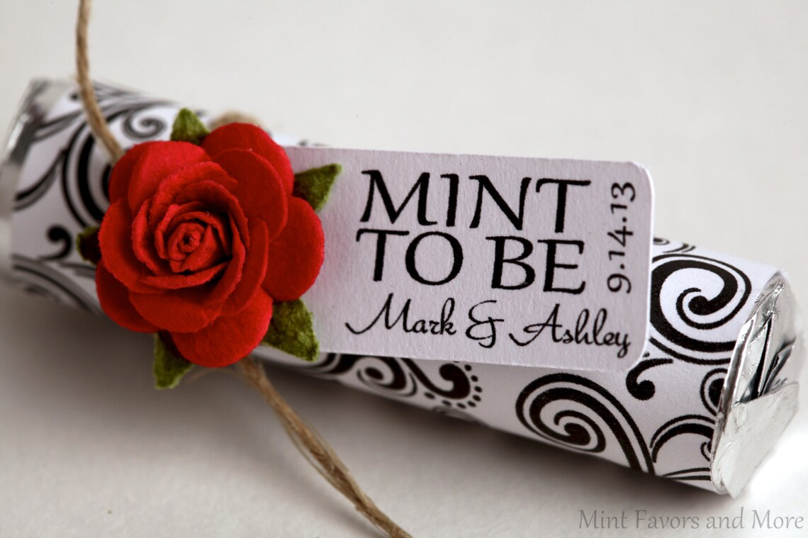 Red Roses With Custom Tags Reading MINT TO BE Favor Tags Red - Etsy